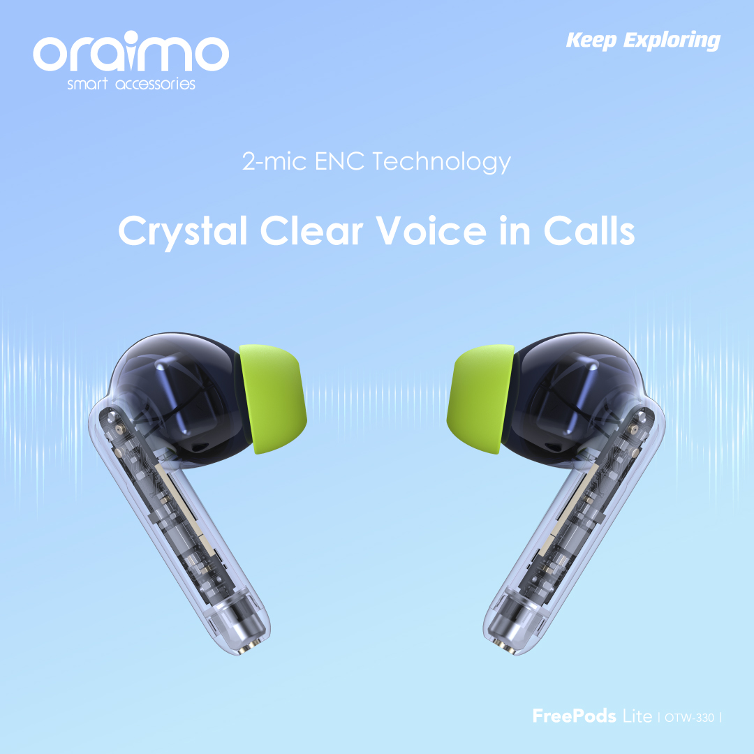 Oraimo FreePods Lite ENC 40-hour Playtime Havybass True Wireless ...